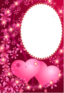 two pink hearts love photo frame